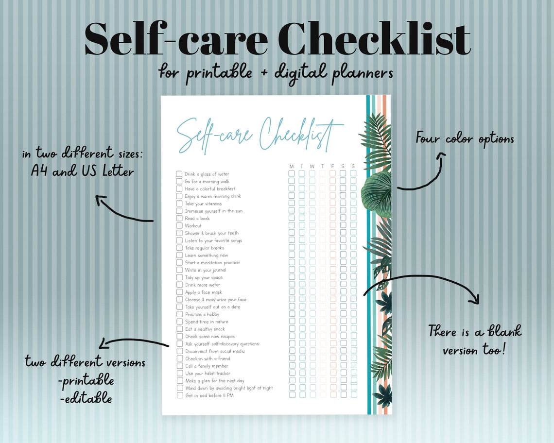 Self-care Checklist Bundle - Etsy