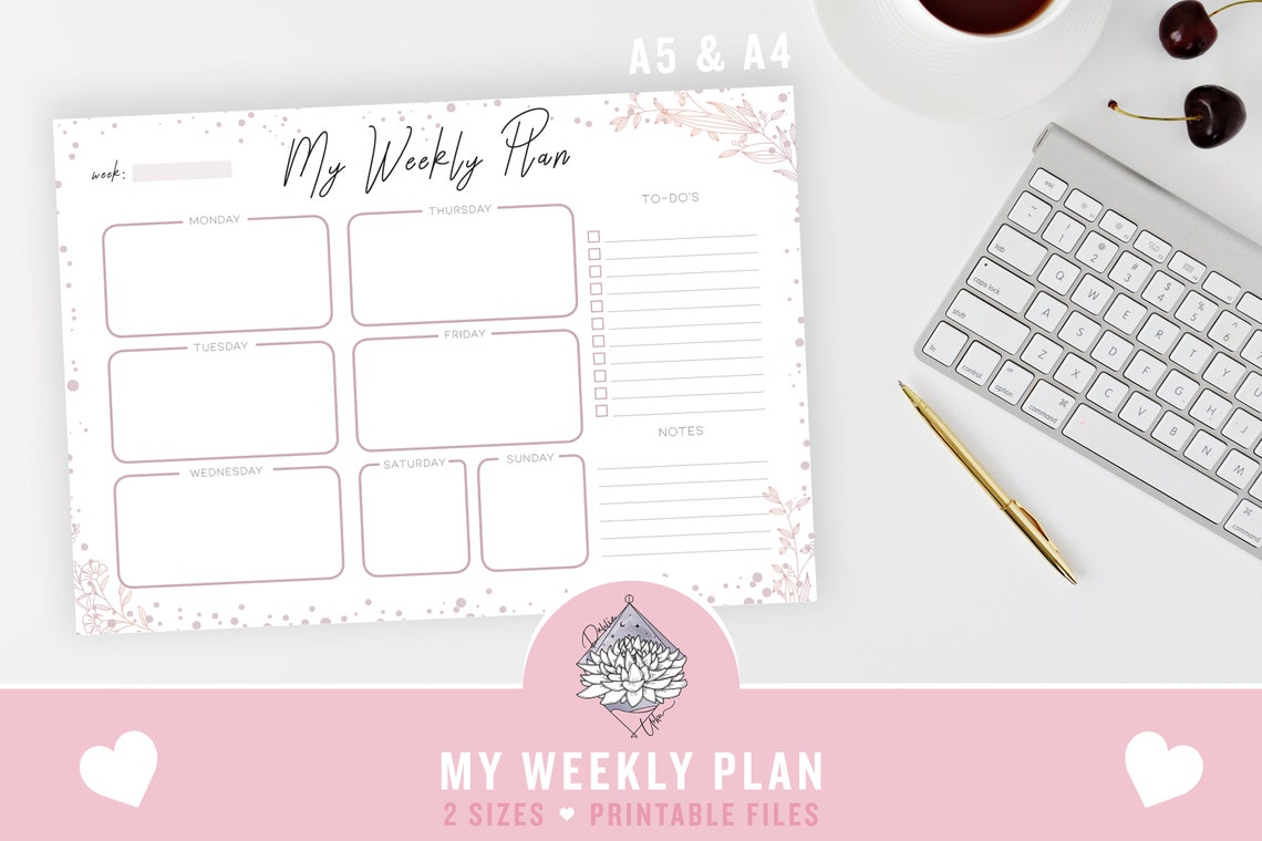 Weekly Planner | Digital Printable | My Weekly Plan | 2 Size Options - Etsy