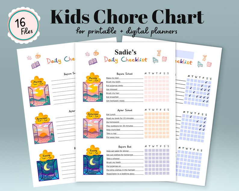 Editable Daily Chore Checklist for Kids, Kids Chore Charts, Kids ...