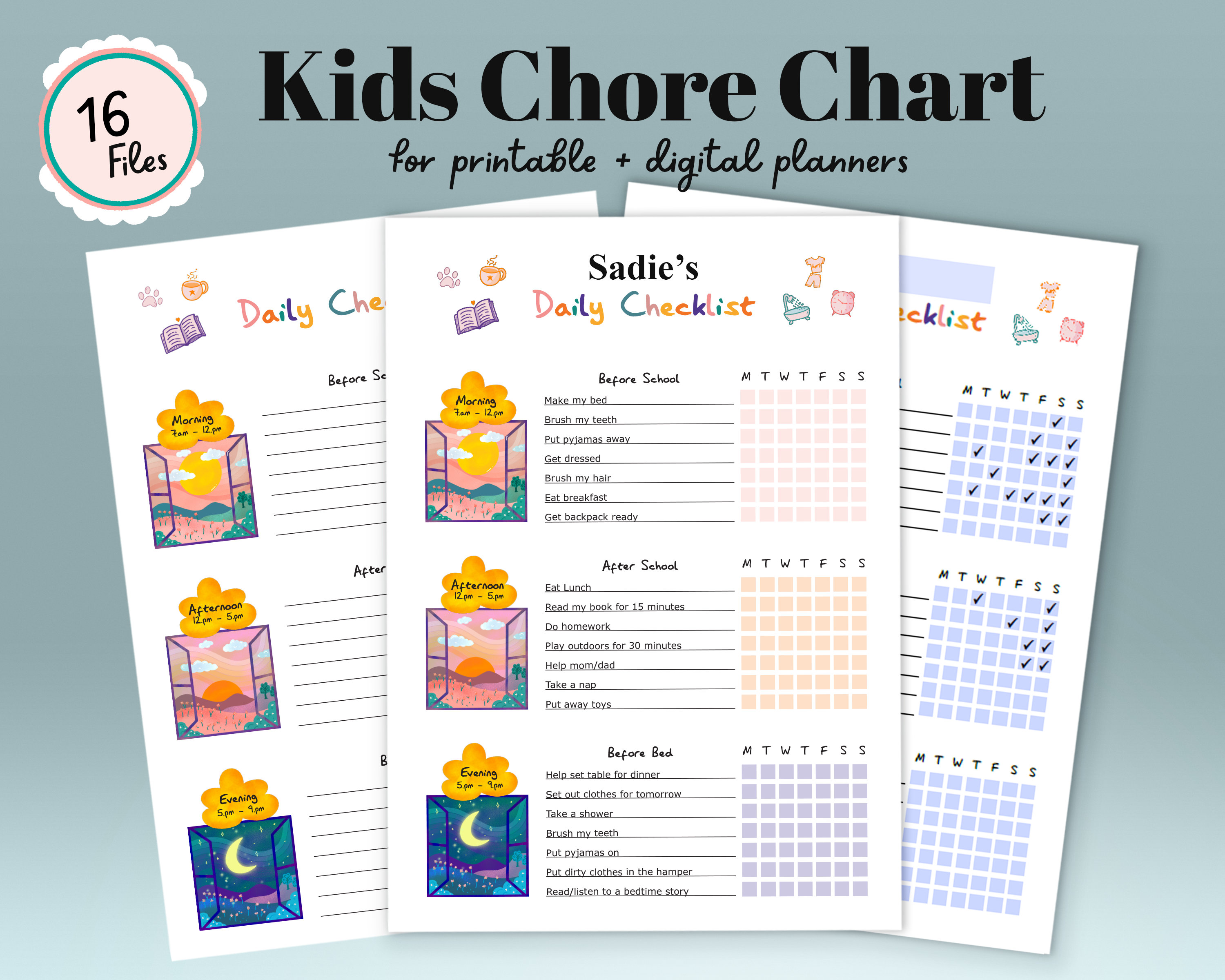 Editable Daily Chore Checklist for Kids, Kids Chore Charts, Kids ...