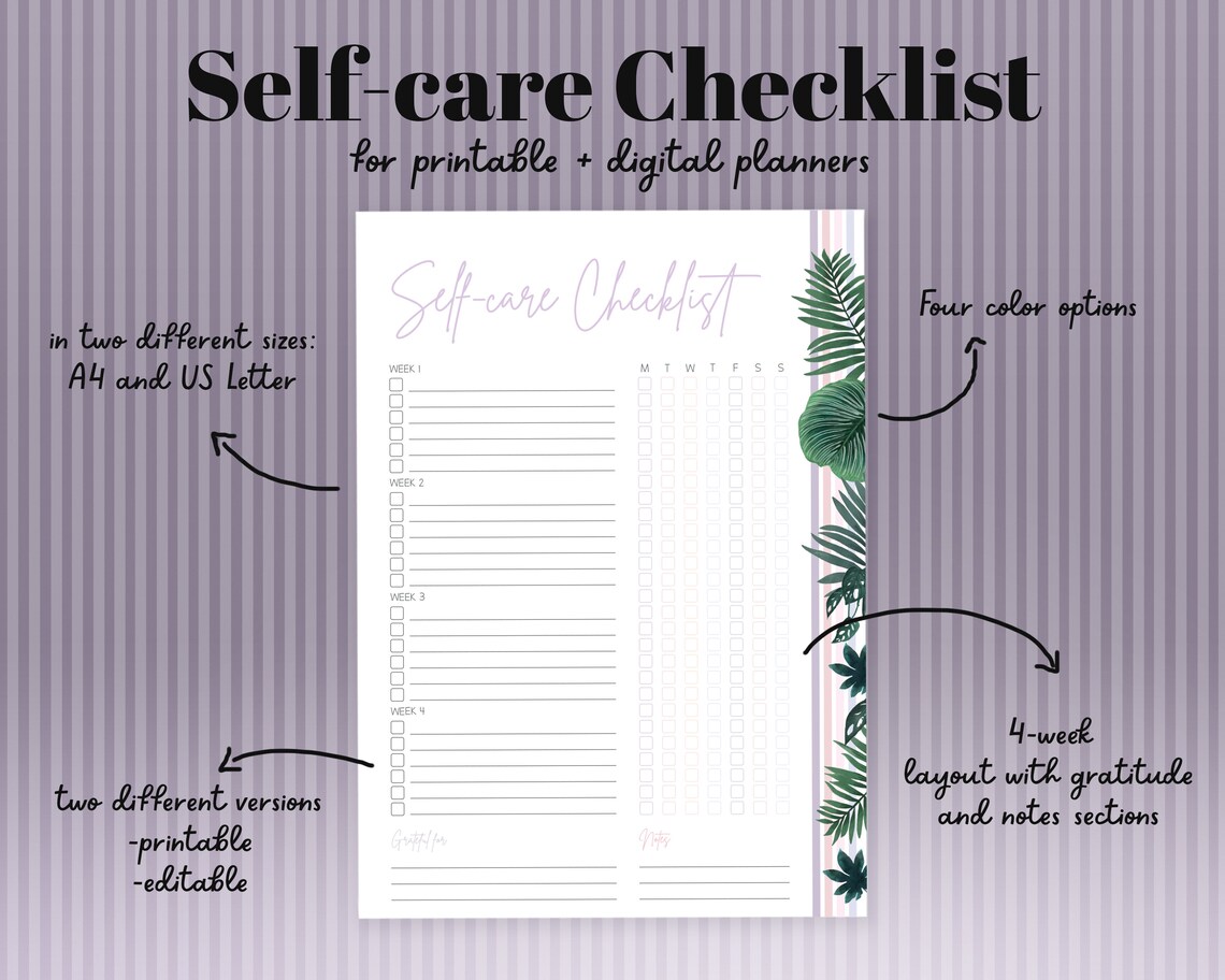 Self-care Checklist Bundle - Etsy