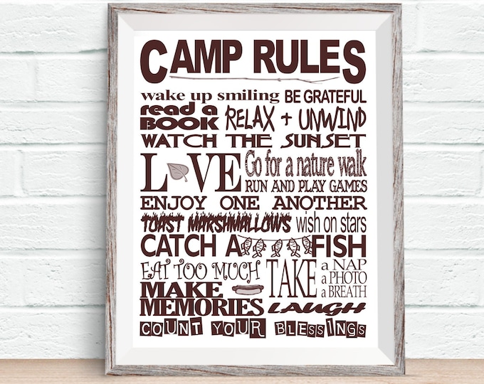 Camp Rules Cut File in SVG, PNG, DXF, and Pdf, Camp Rules Printable ...