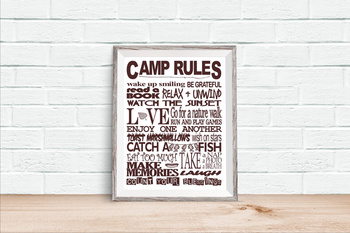 Camp Rules Instant Download, Decoration for Camper, RV, Travel Trailer ...
