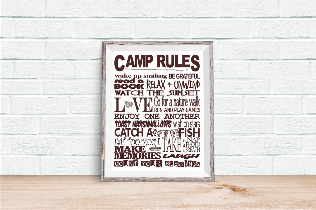 Camp Rules Cut File in SVG, PNG, DXF, and Pdf, Camp Rules Printable ...