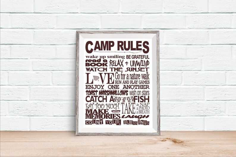 Camp Rules Cut File in SVG, PNG, DXF, and Pdf, Camp Rules Printable ...