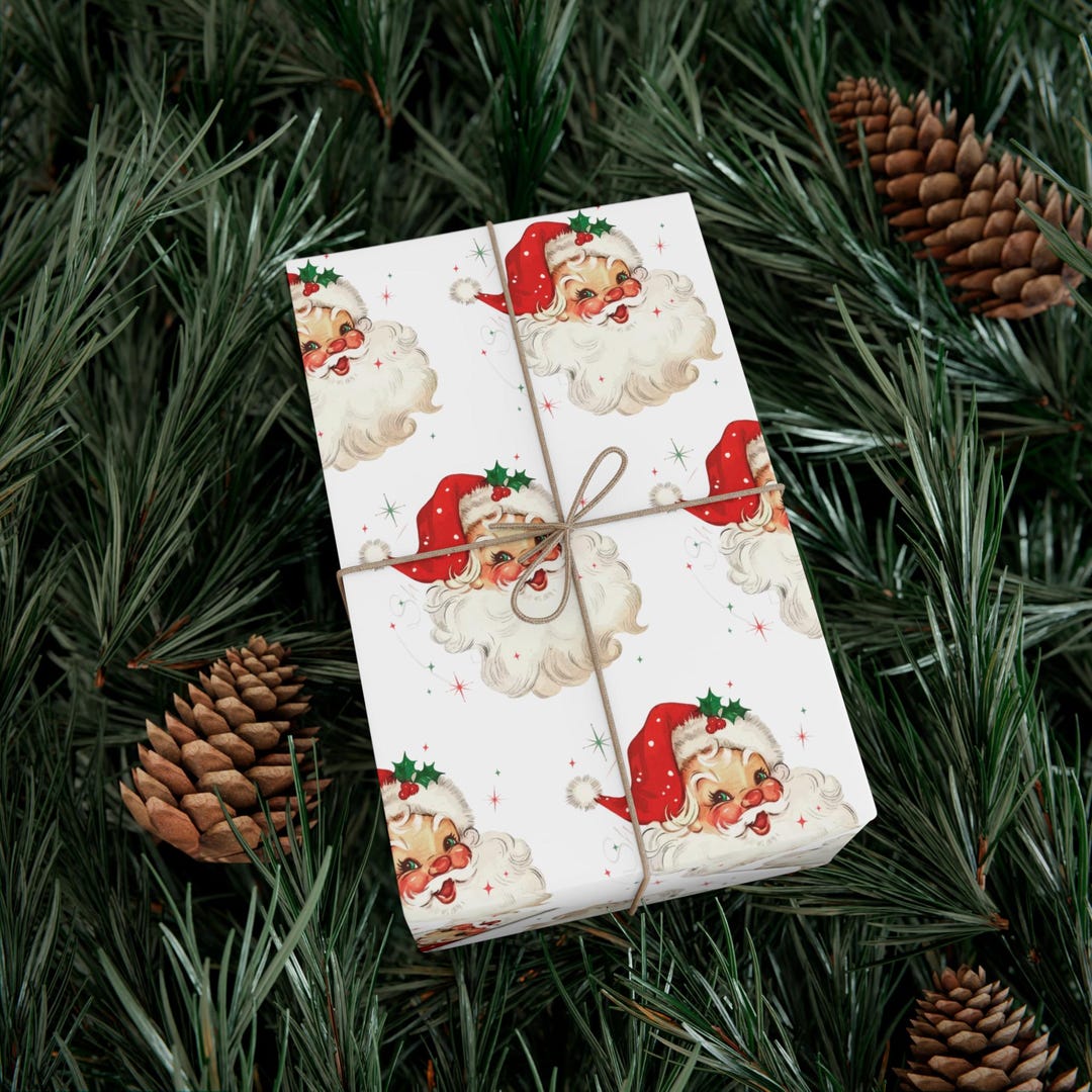 Vintage Santa Gift Wrapping Paper - Etsy