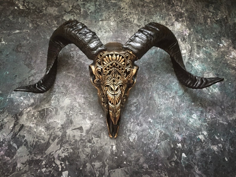 Carved ram skull | Etsy