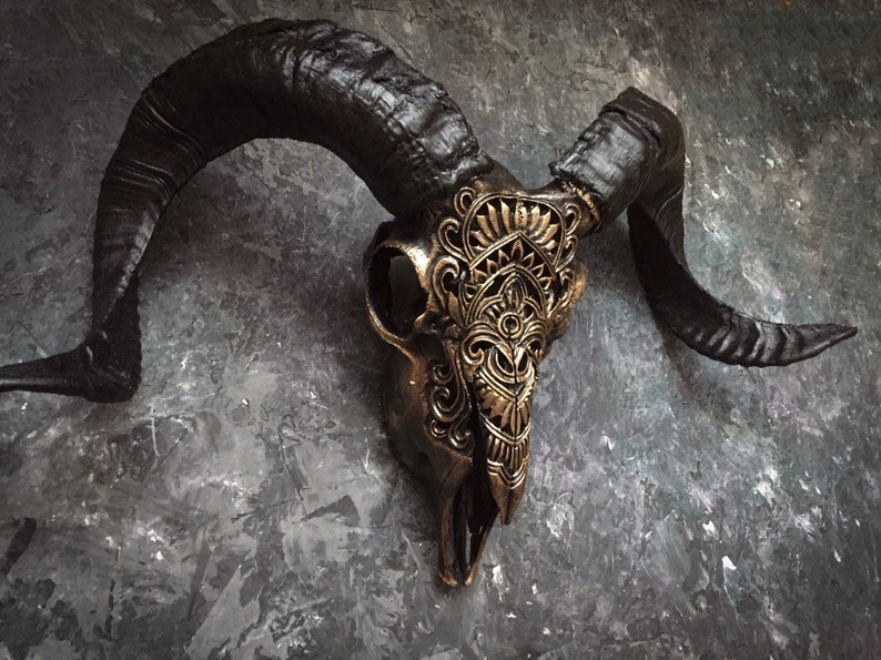 Carved ram skull | Etsy