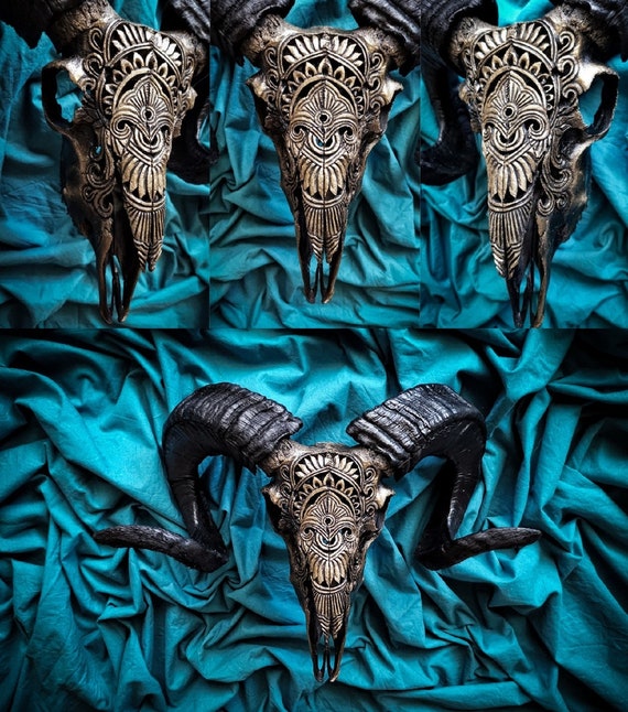 Carved ram skull | Etsy