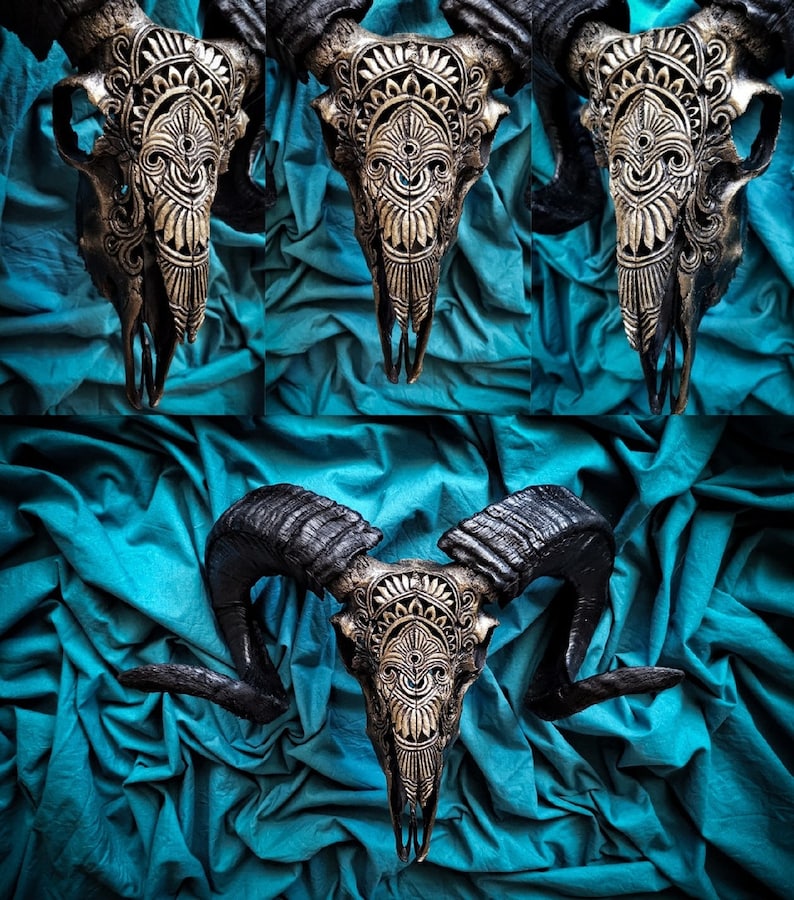 Carved ram skull | Etsy