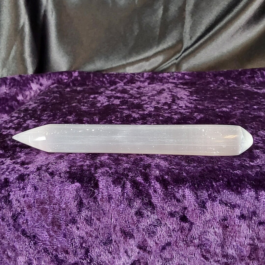 Selenite Rod - 001 - Raw Selenite Rod, Natural Selenite Rod, Thick ...