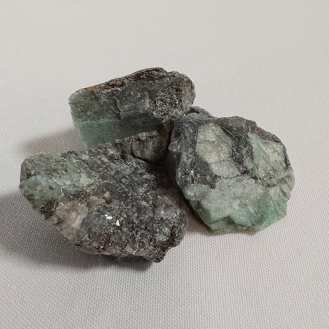 Rough Emeralds - 001 - Rough Emeralds, Raw Emeralds, All 3 Included in Lot, Beautiful Green ...