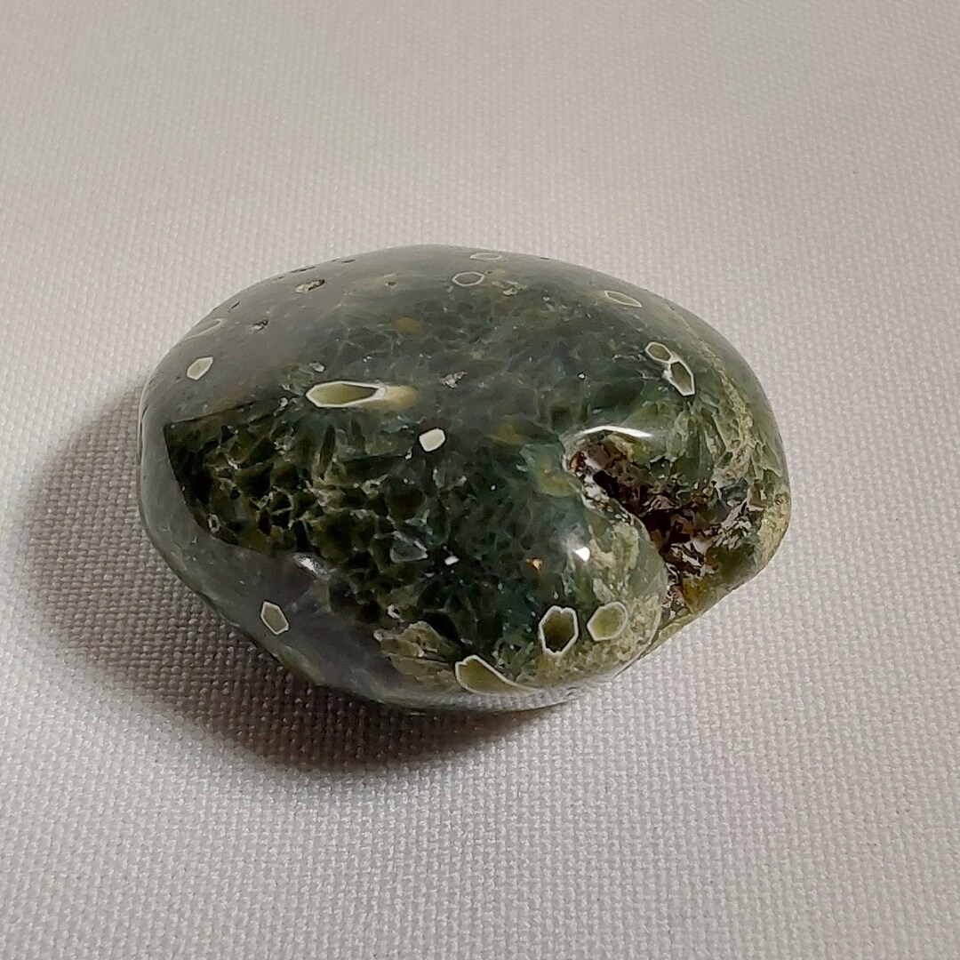 Small Ocean Jasper Palm Stone - 620 - 7th Vein Crystal With Druzy, Nice ...
