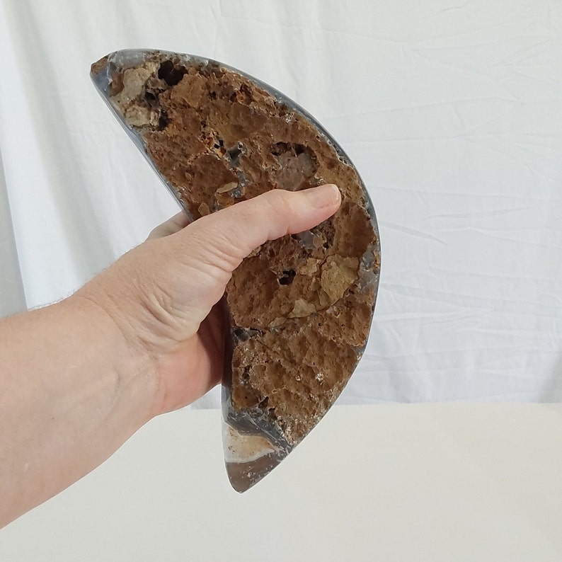 Large Druzy Agate Moon Carving - 009 - Crystal Moon Carving, Beautiful ...