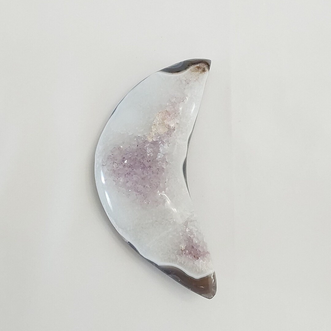 Large Druzy Agate Moon Carving - 009 - Crystal Moon Carving, Beautiful ...