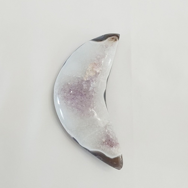 Large Druzy Agate Moon Carving - 009 - Crystal Moon Carving, Beautiful ...