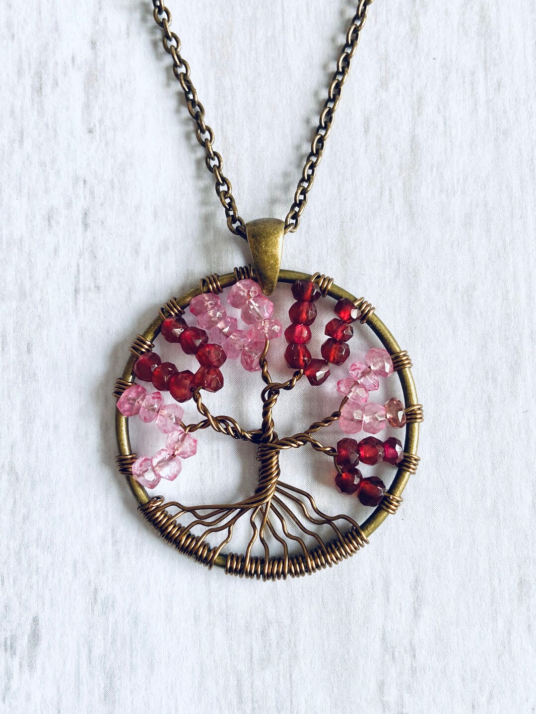Tree of Life Gemstone Necklace, Ruby Tree of Life Necklace, Tree of ...