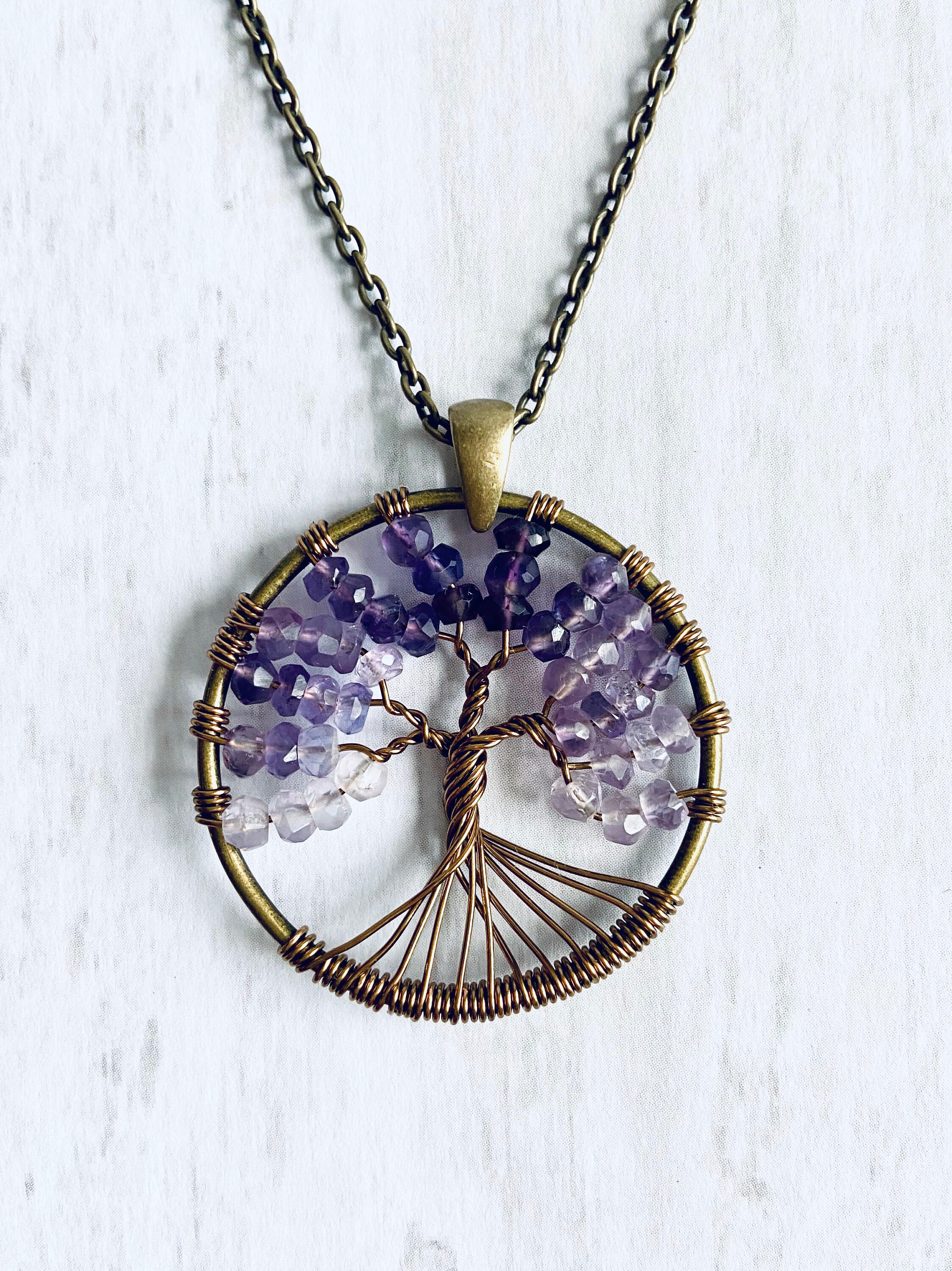 Tree of Life Gemstone Necklace, Amethyst Tree of Life Necklace, Tree of ...