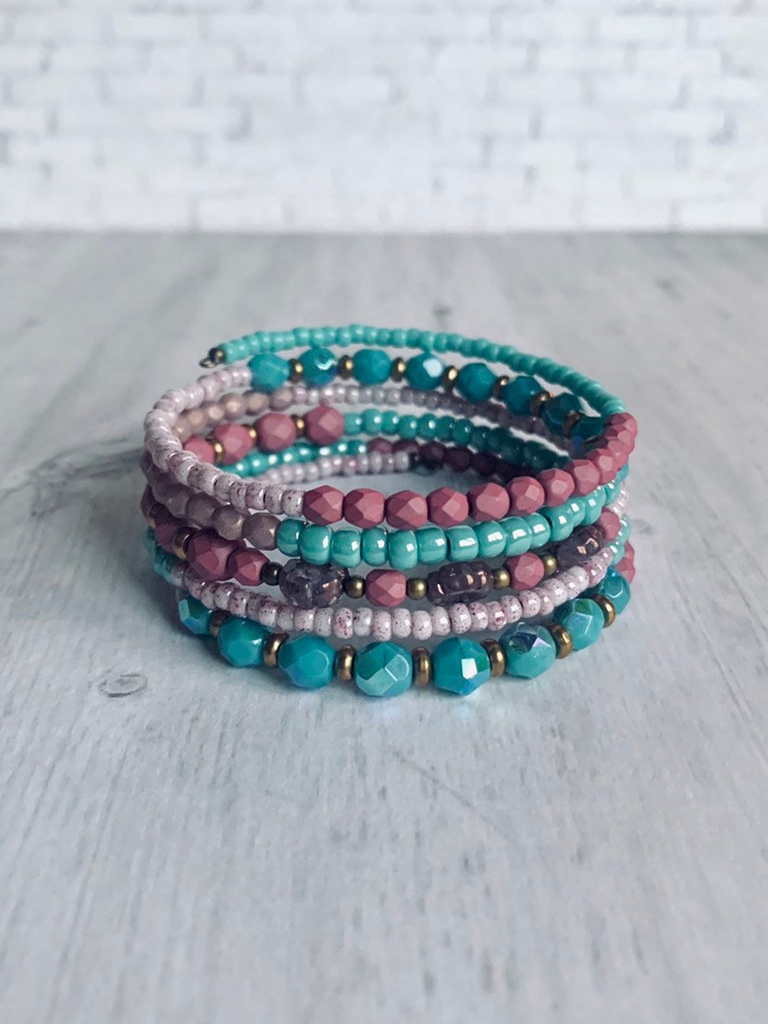 Memory Wire Bangle - Memory Wire Cuff Bracelet - Wrap Around Boho ...