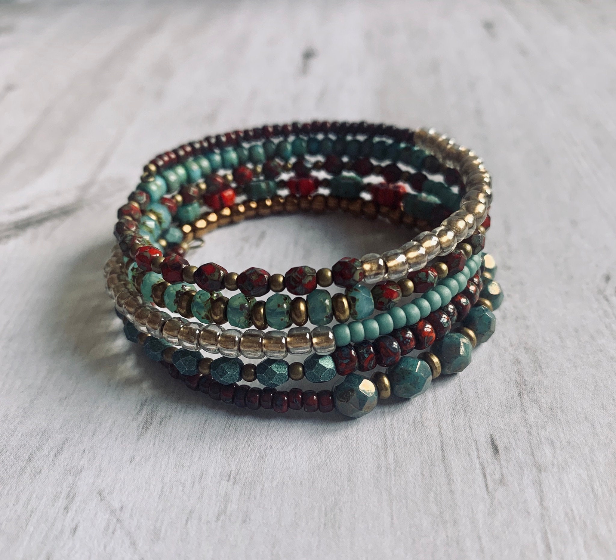 Memory Wire Bangle Memory Wire Cuff Bracelet Wrap Around Boho Bracelet ...