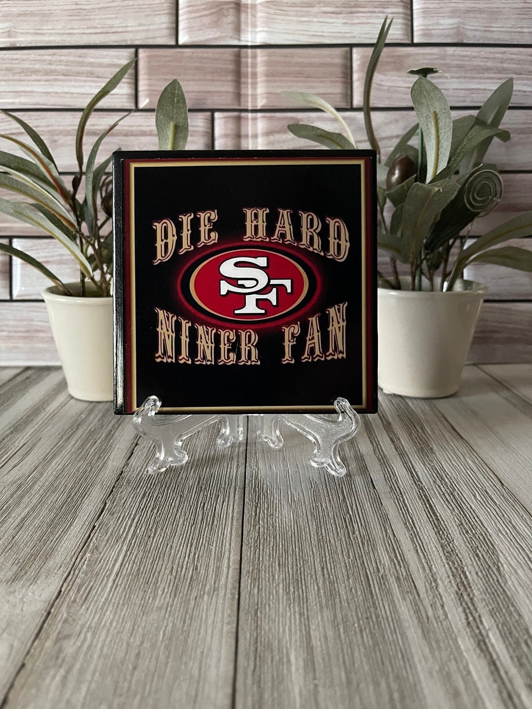 YOUR TEAM Handcrafted 4 X 4 Ceramic Tile With Stand - Etsy