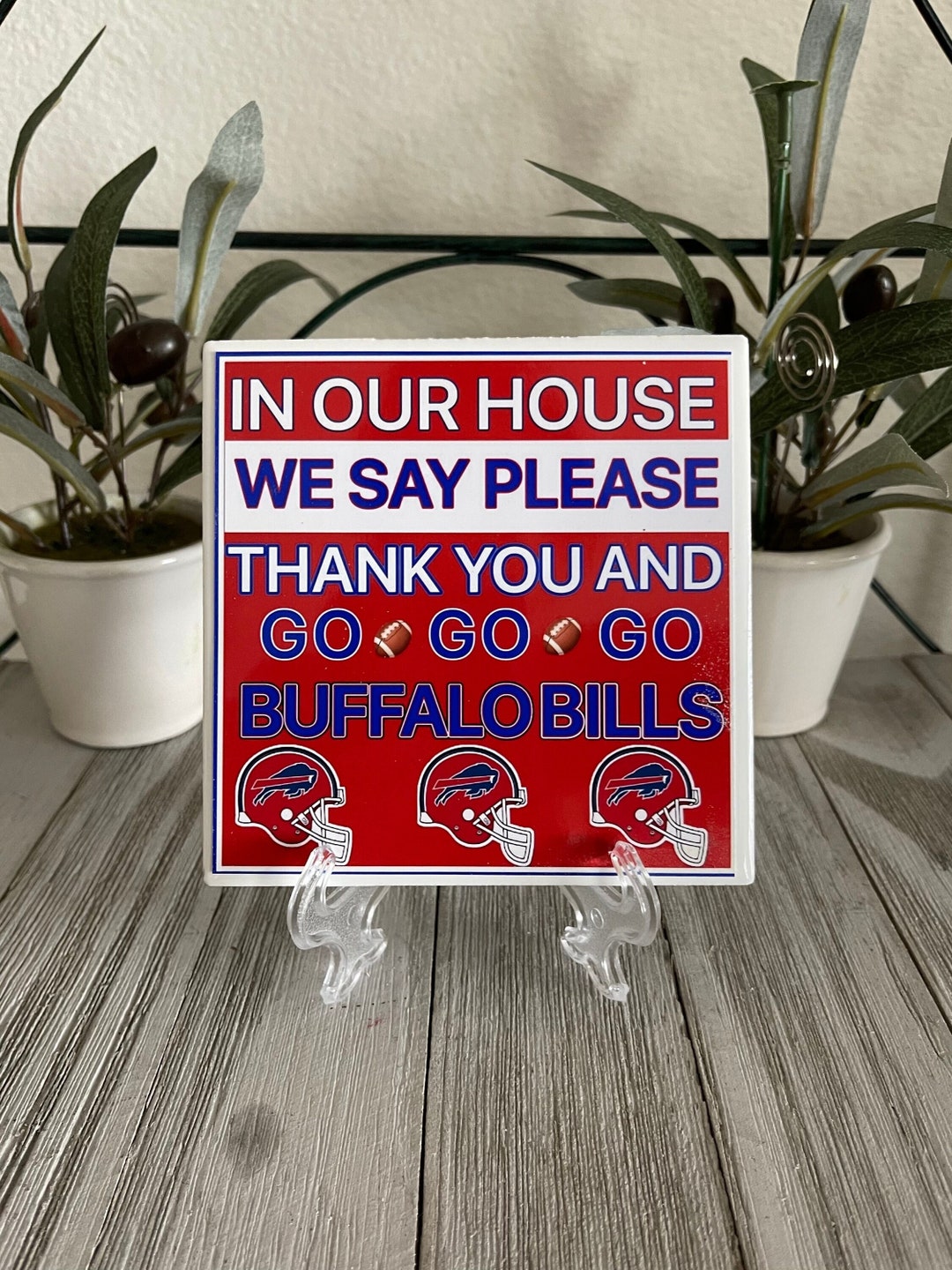 THE BUFFALO BILLS, Ceramic Tile With Stand, Fantasy Football, Buffalo ...