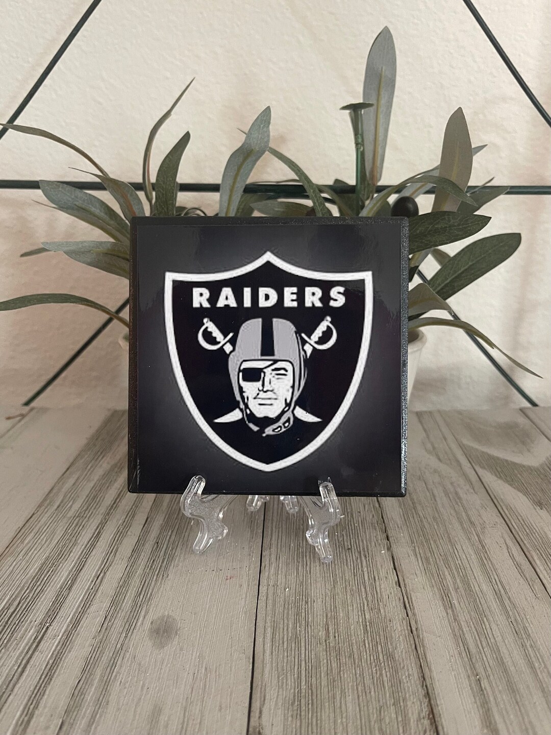 LAS VEGAS RAIDERS Handcrafted 4 X 4 Ceramic Tile With Stand - Etsy