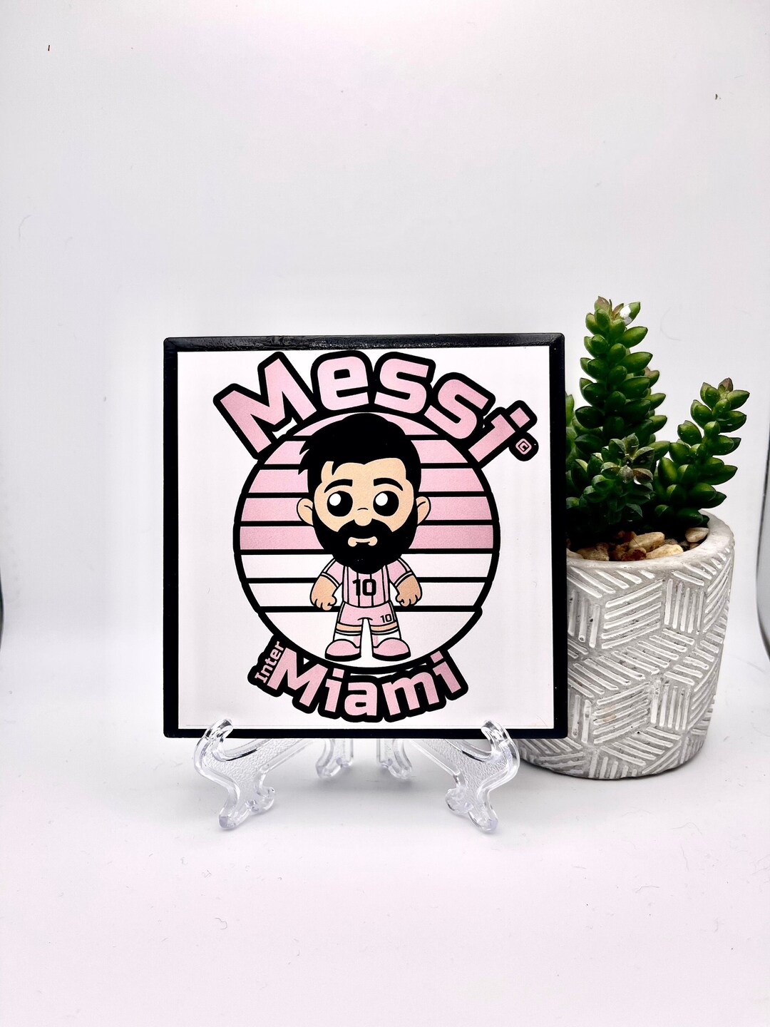 MESSI INTER MIAMI Image on Ceramic Tile, Comes With the Easel, Soccer ...