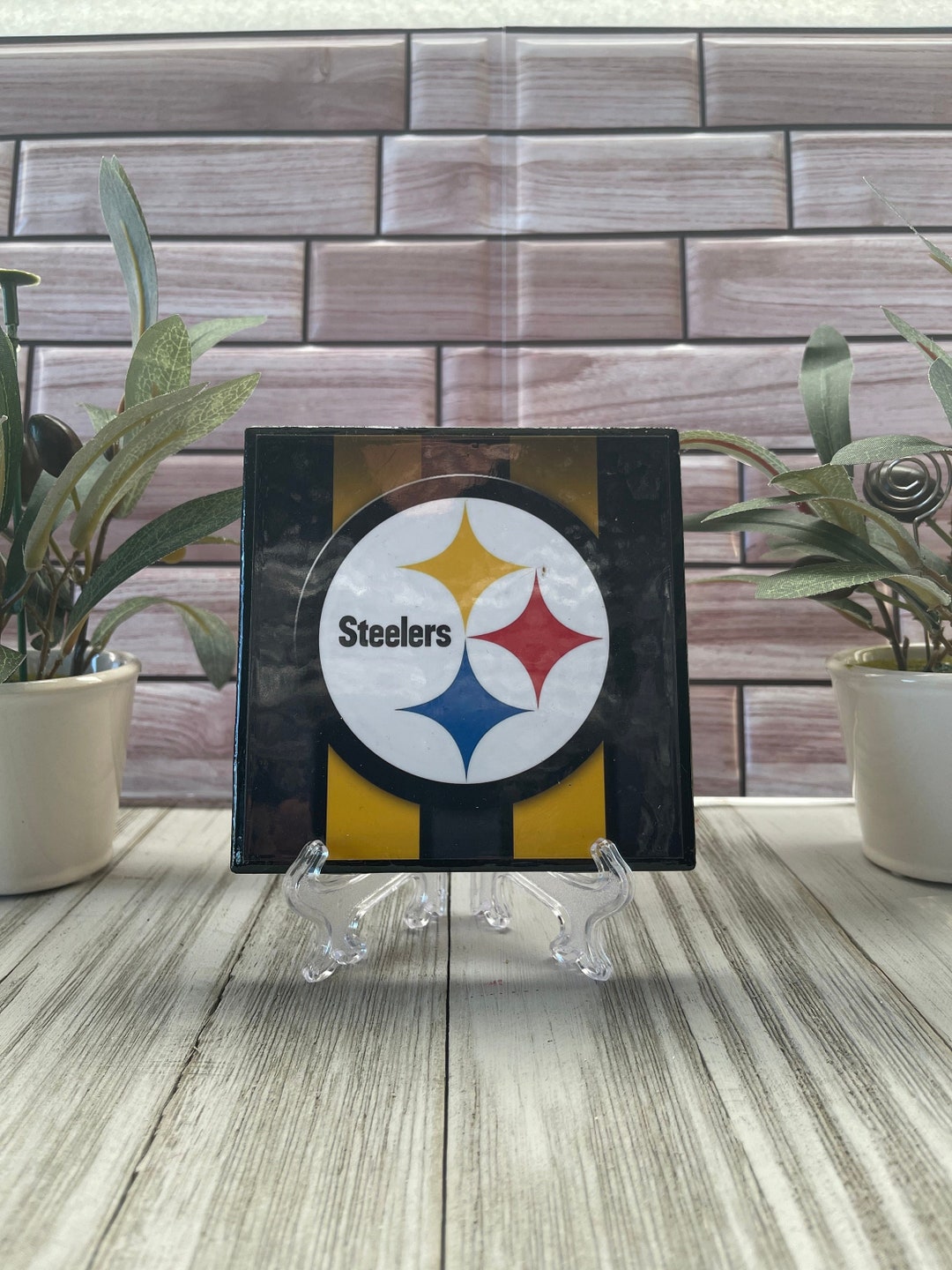 PITTSBURGH STEELERS Home Decor, Tile Sign With Easel/stand, Fantasy ...