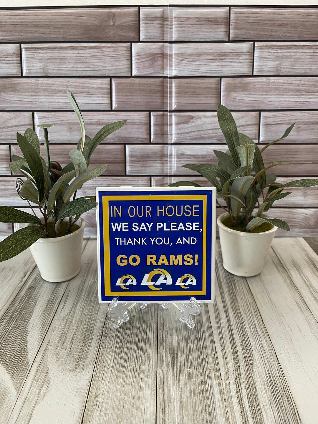 The LA RAMS Handcrafted 4 X 4 Ceramic Tile With Stand - Etsy