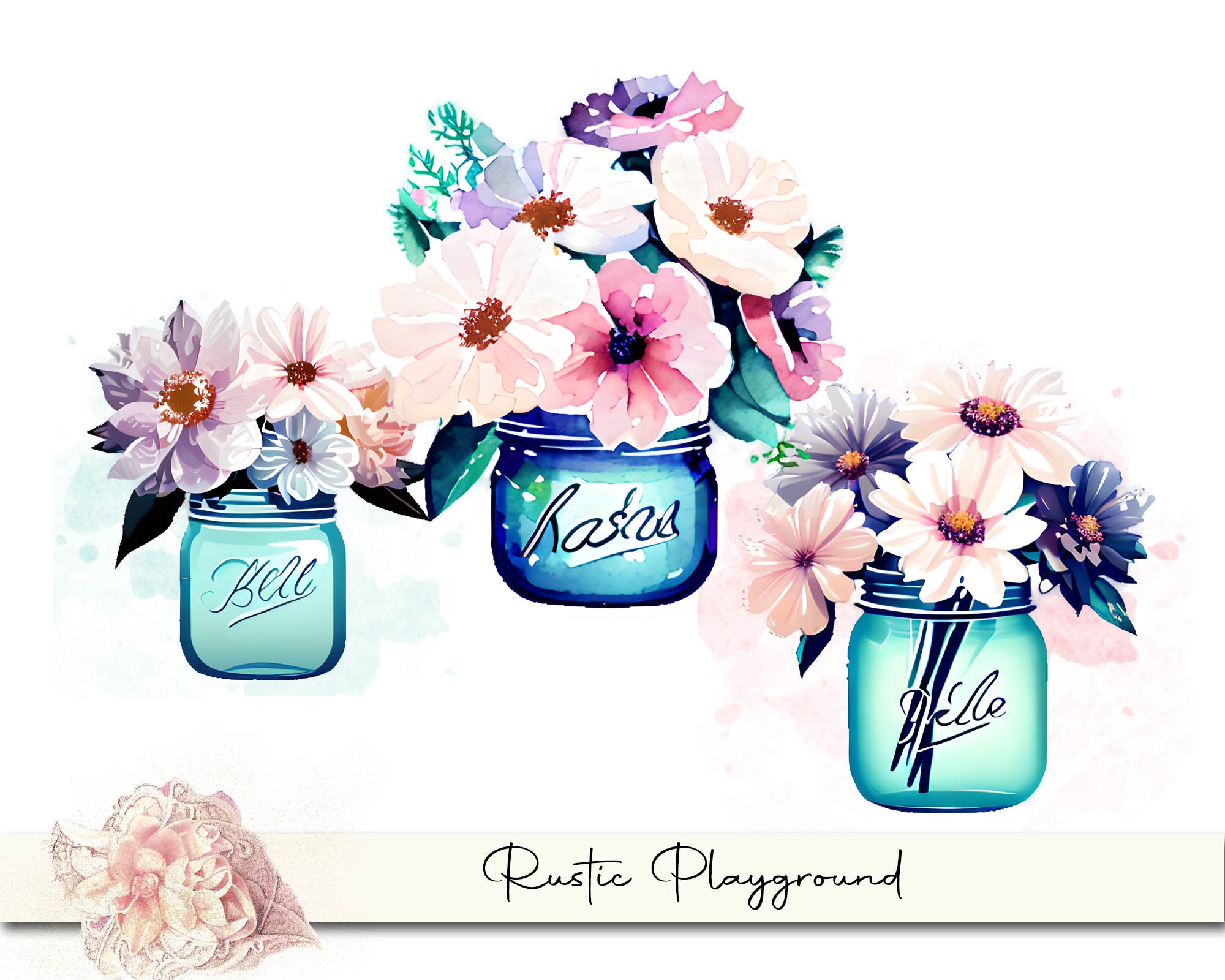 Watercolour Pastel Vintage Rose Clipart, Vintage PNG Digital Image ...