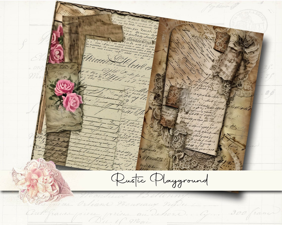 Printable Junk Journal Layout Pages, 5 Page Layouts, Ripped Ragged ...