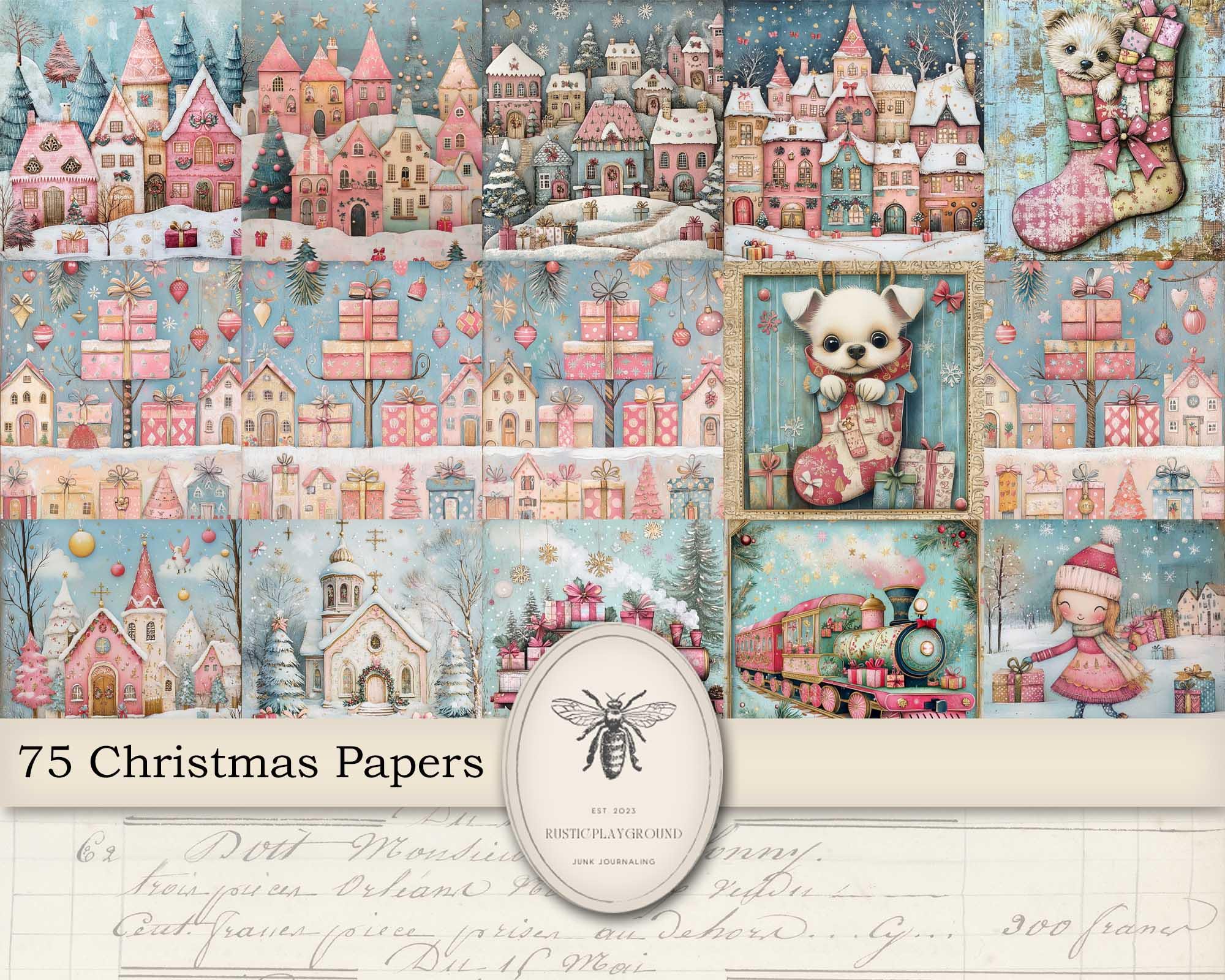 Festive Cottagecore Scrapbook Paper Bundle 75 Printable Sheets 12x12 - Etsy