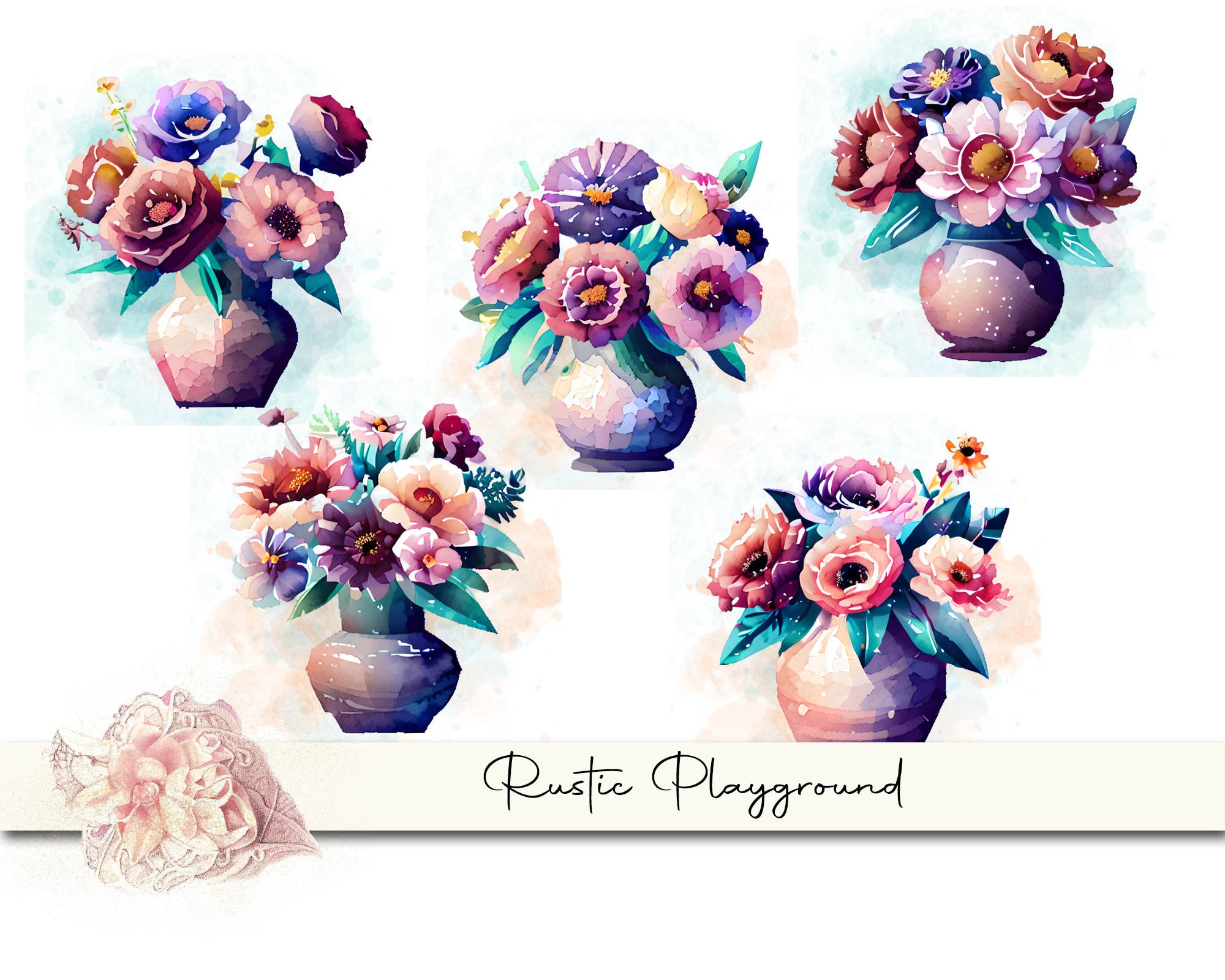 Boho Mason Jar5pc PNG Bundle, Mason Jar Clipart, Boho Plant Images ...