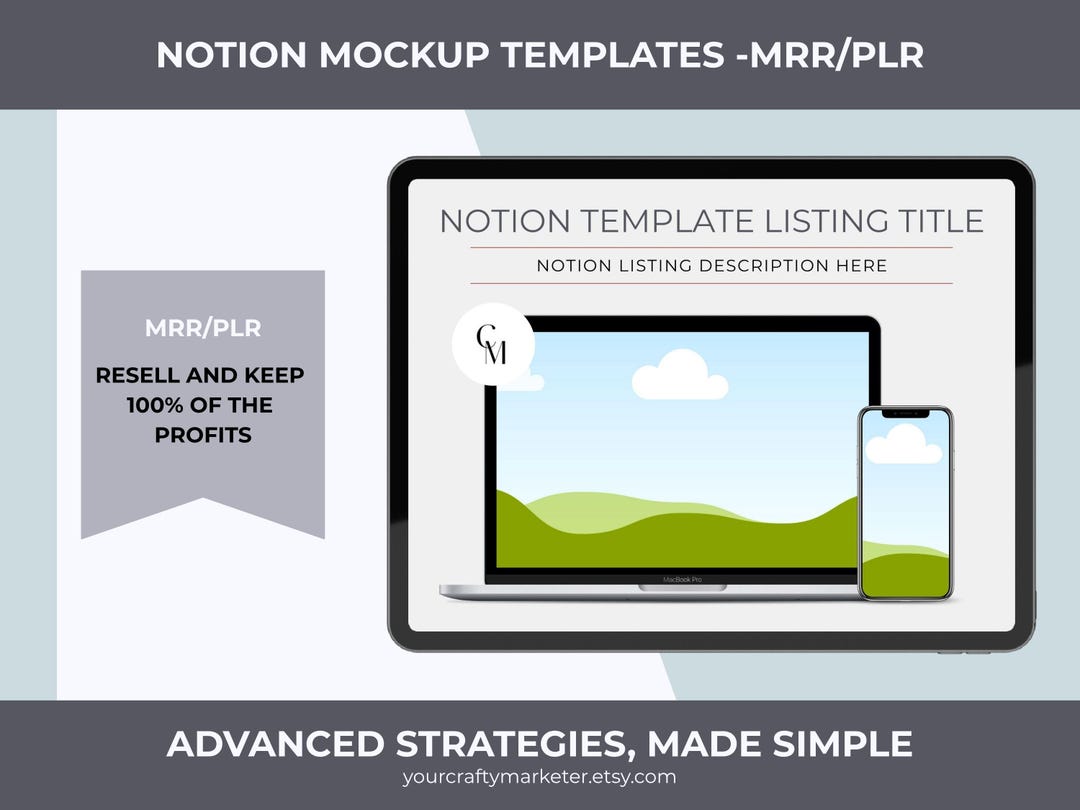 Notion Template Mockups With MRR/PLR - Editable Canva Design Bundle - Etsy