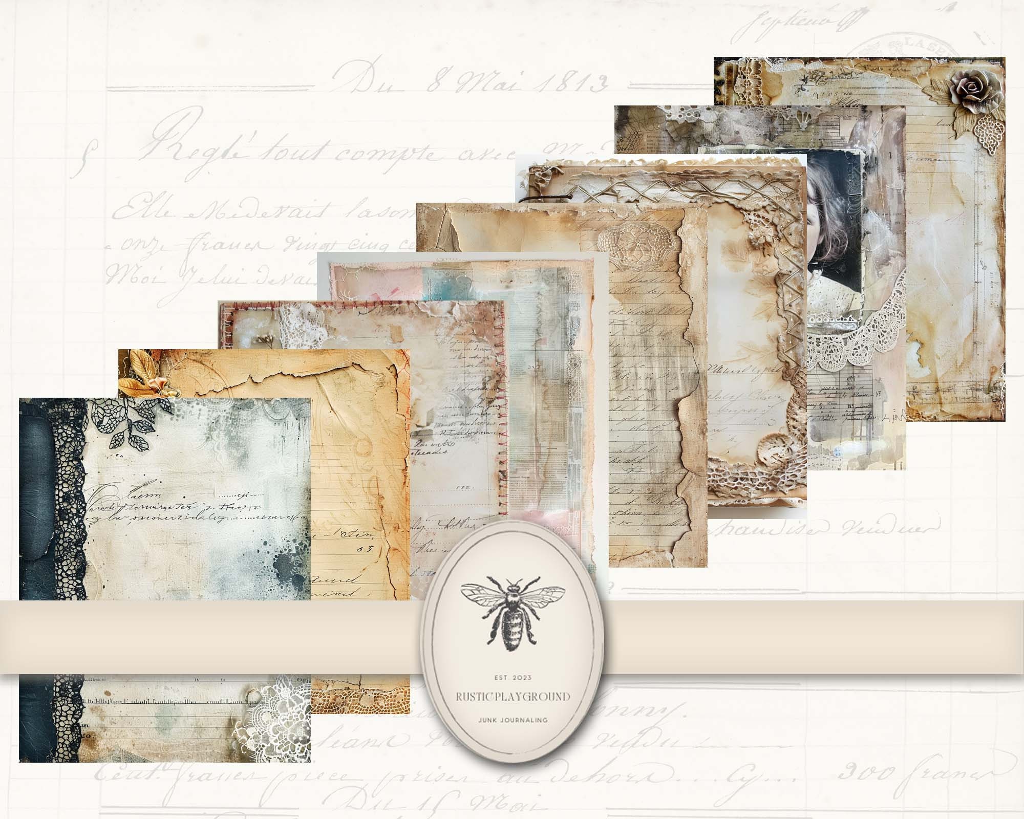 Vintage Collage Papers, Vintage Style Designs, Digital Art, Digital ...