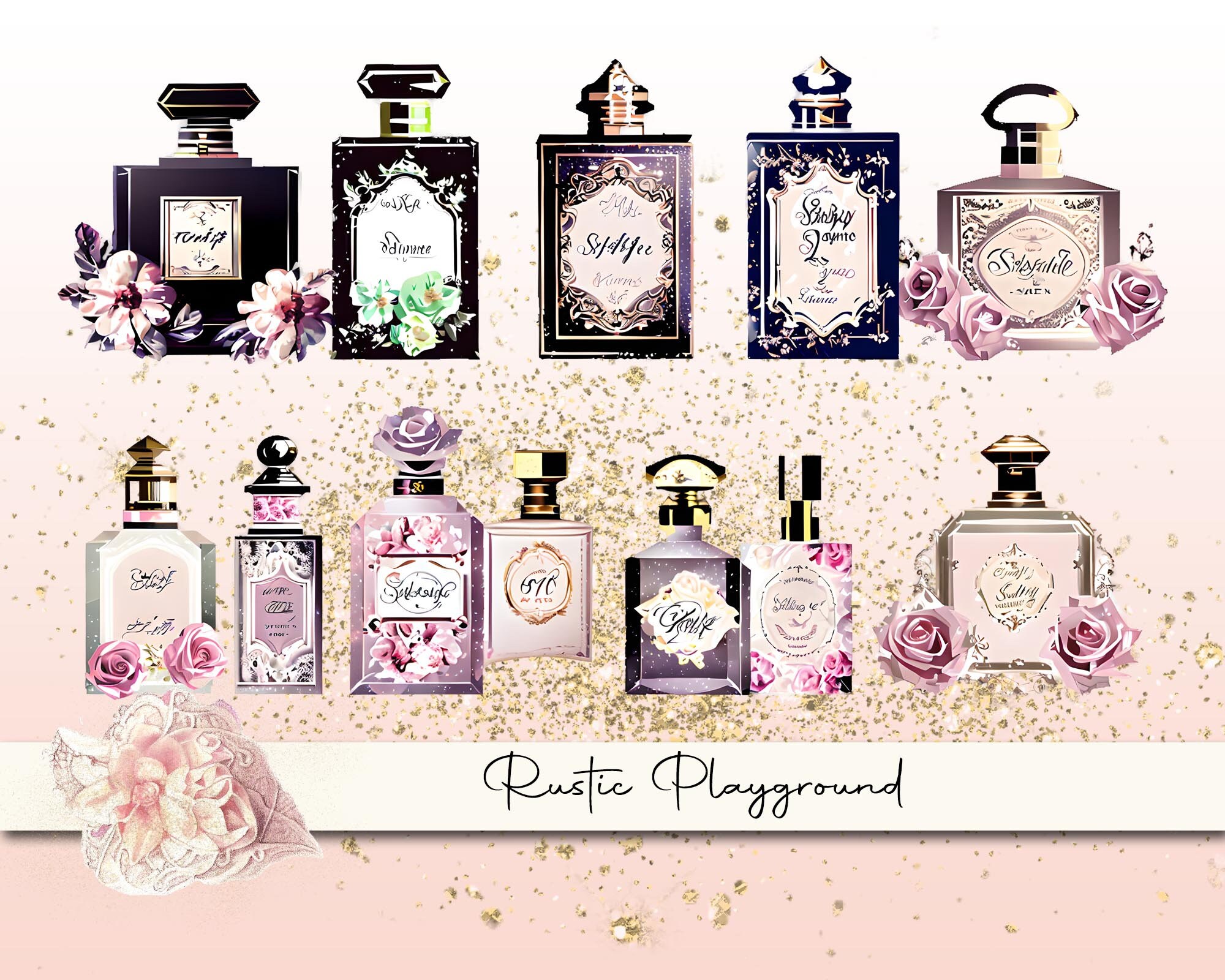 Printable Vintage French Perfume, Digital Bottle, Printable Antique ...