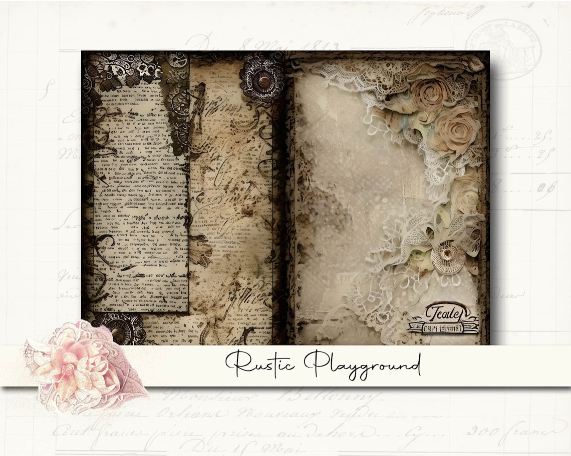 Printable Junk Journal Layout Pages, 5 Page Layouts, Ripped Ragged ...