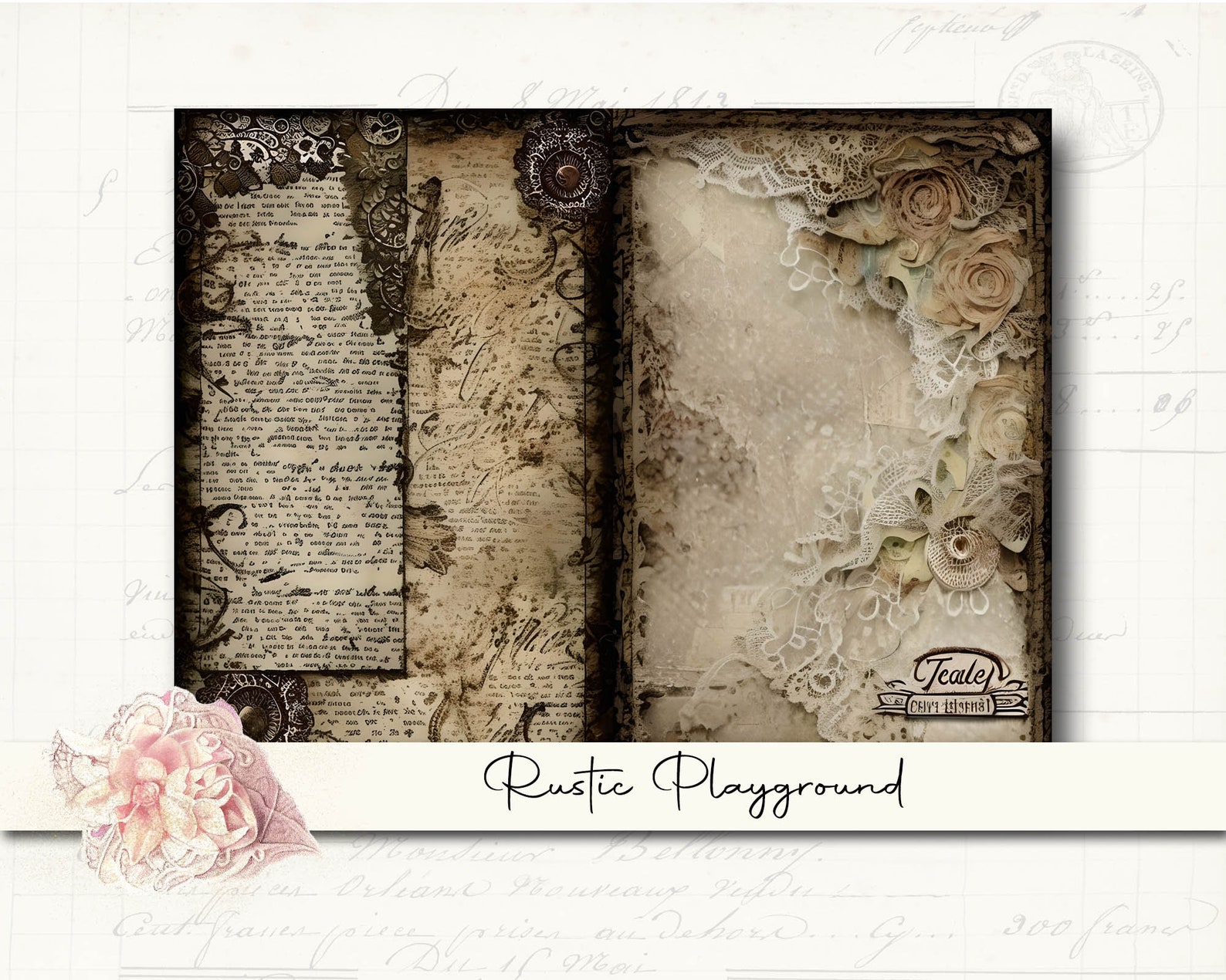 Printable Junk Journal Layout Pages, 5 Page Layouts, Ripped Ragged ...
