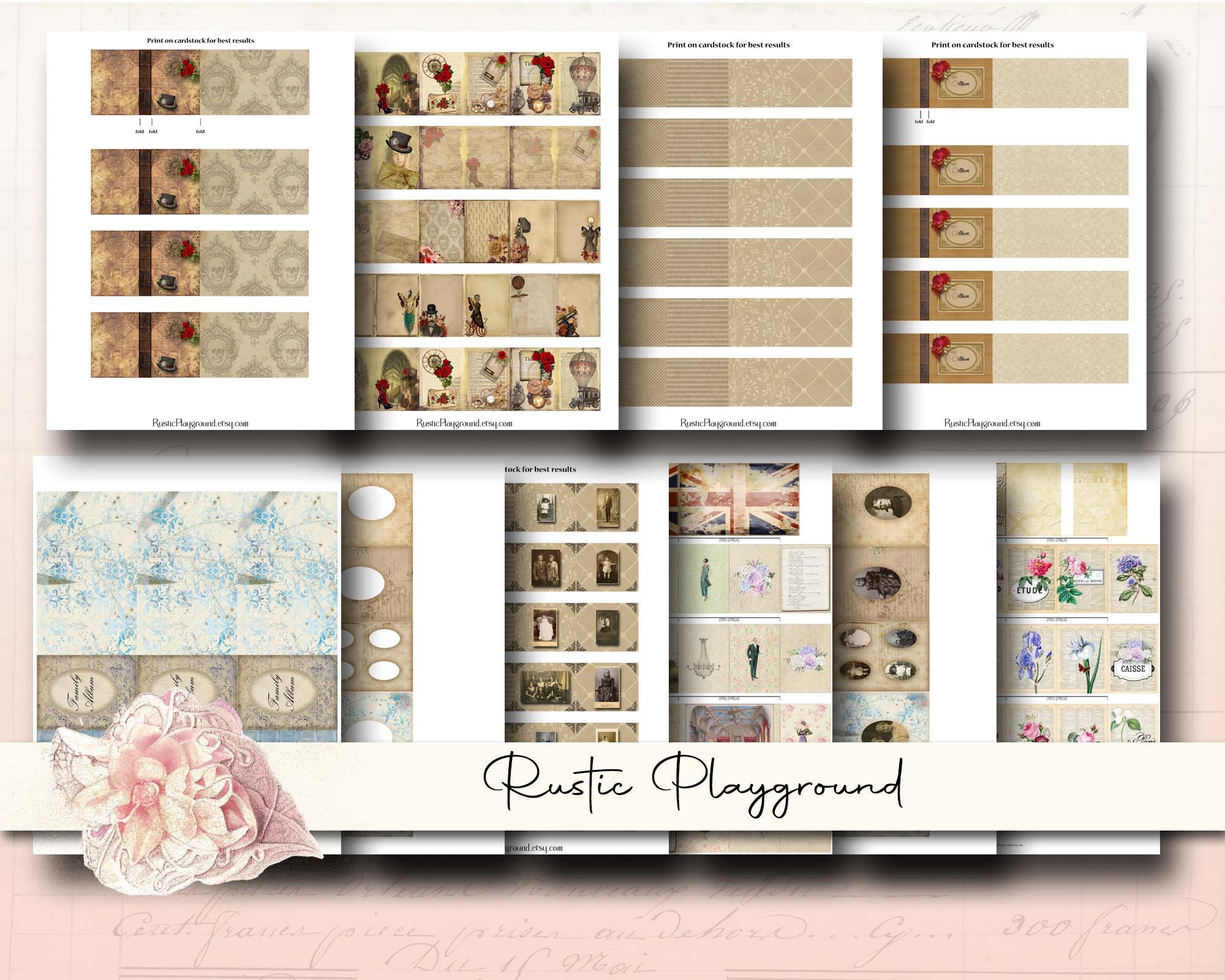 Printable Mini Book Bundle, Miniature Books, Mini Junk Journal, Shabby ...