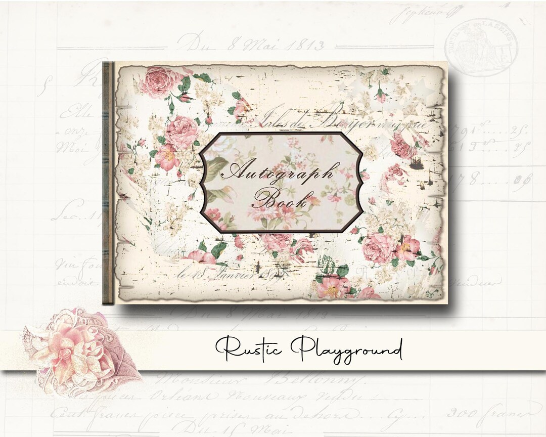 Printable Autograph Book, Floral Vintage Ephemera Book - Etsy