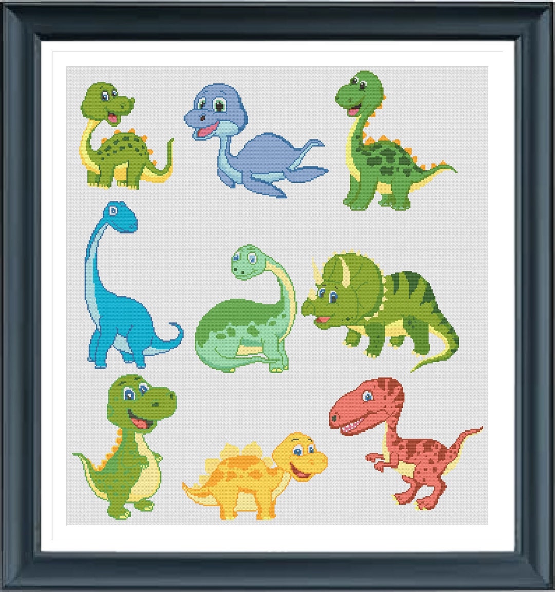 Dinosaurs Cross Stitch Pattern, Trex Cross Stitch, Triceratops Cross ...