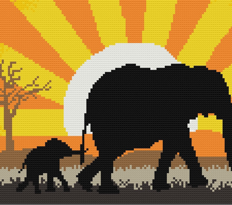 Elephant Cross Stitch Pattern, Elephant Family Cross Stitch, Jungle ...