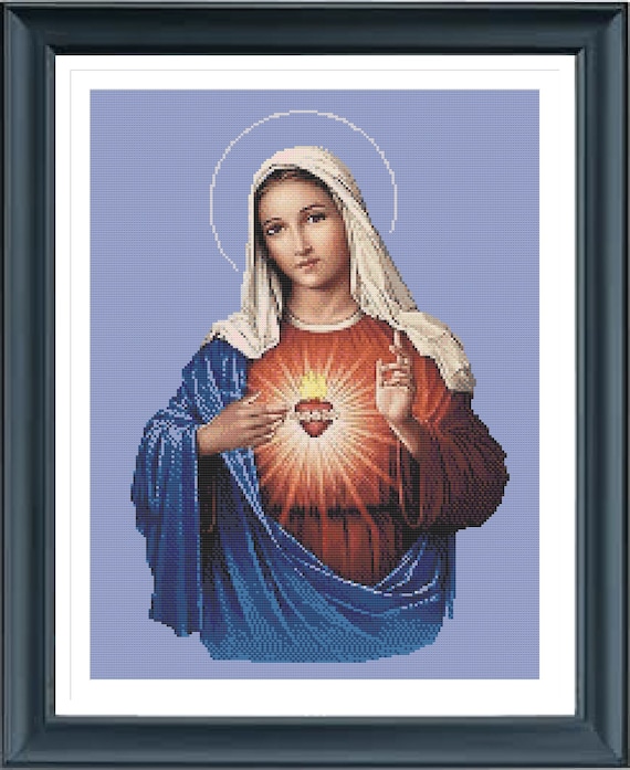 Virgin Mary Cross Stitch Pattern Sacred Heart Pattern | Etsy