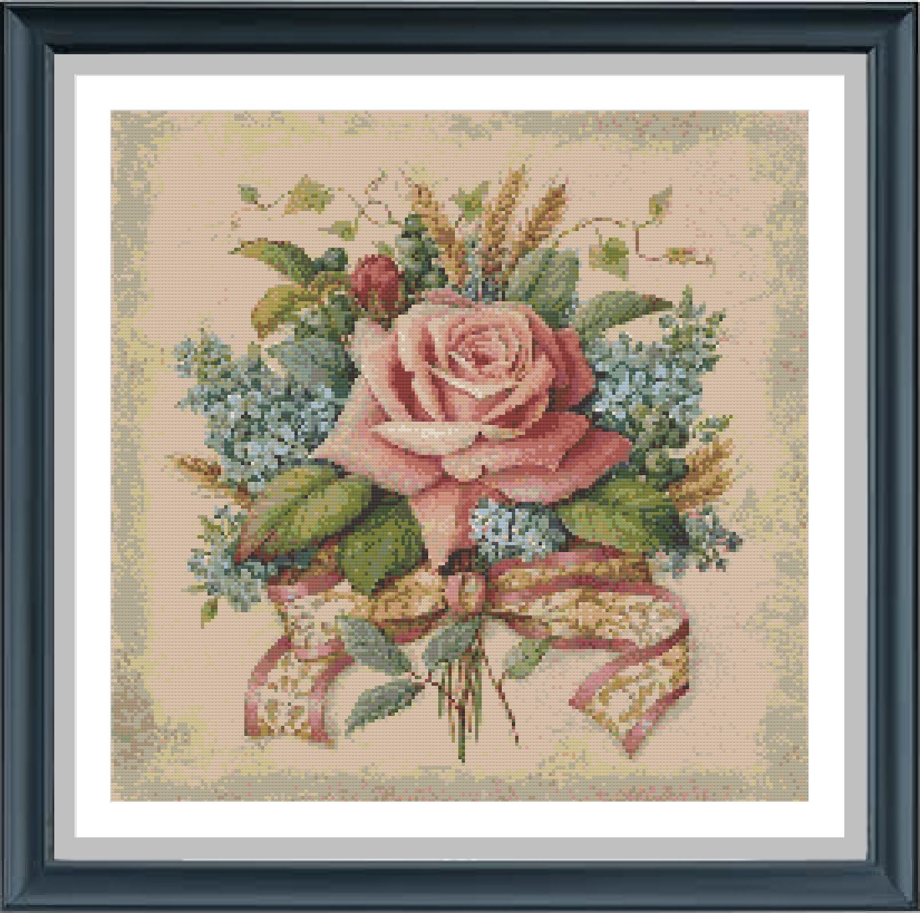 Rose Cross Stitch Pattern Flowers Cross Stitch Vintage Rose | Etsy