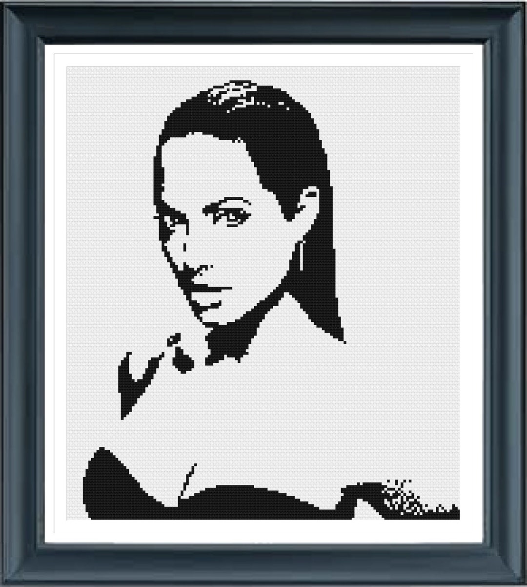 Angelina Jolie Cross Stitch Pattern, Monochrome Angelina Jolie Counted ...