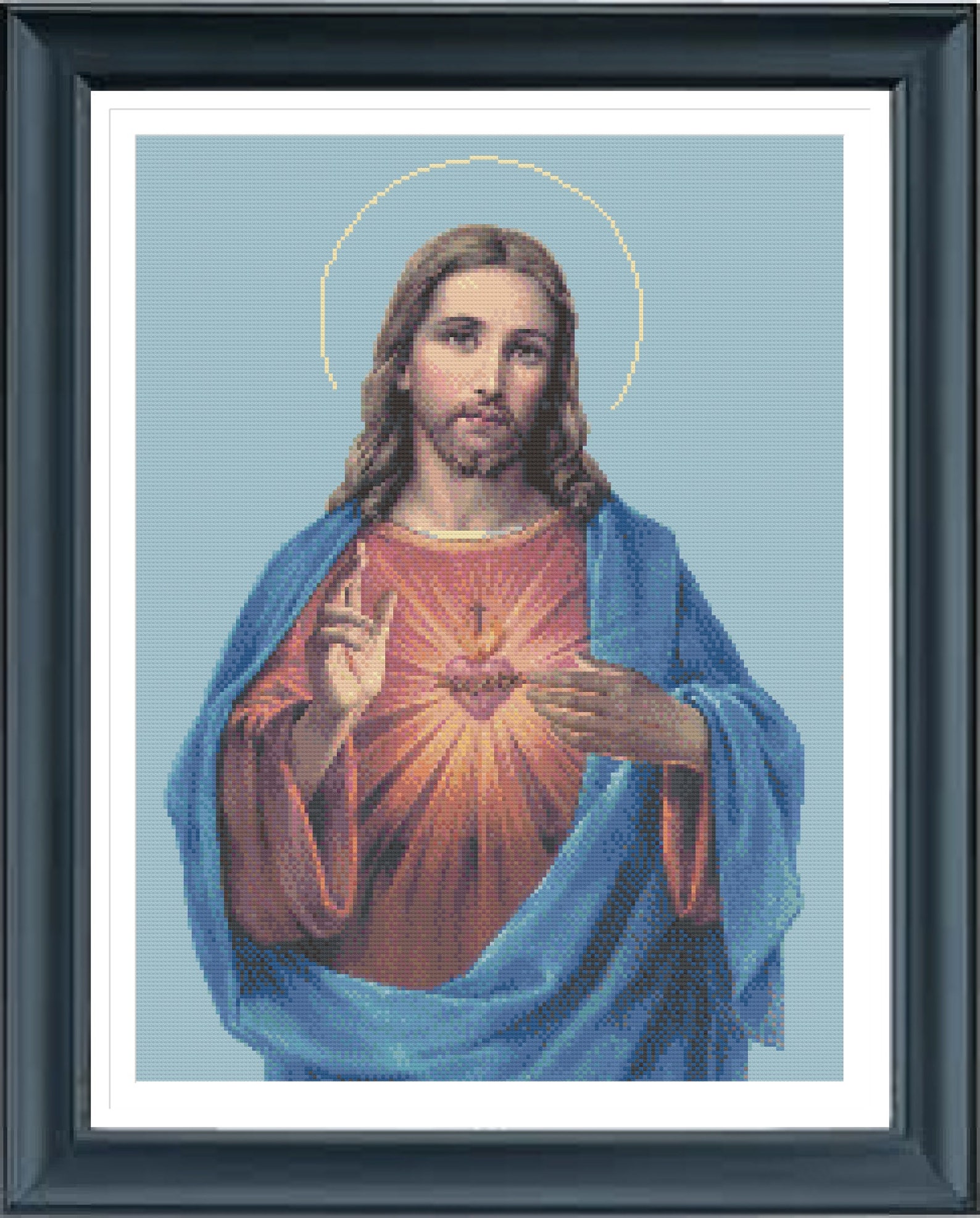 Jesus Christ Cross Stitch Pattern, Sacred Heart Pattern, Religious ...