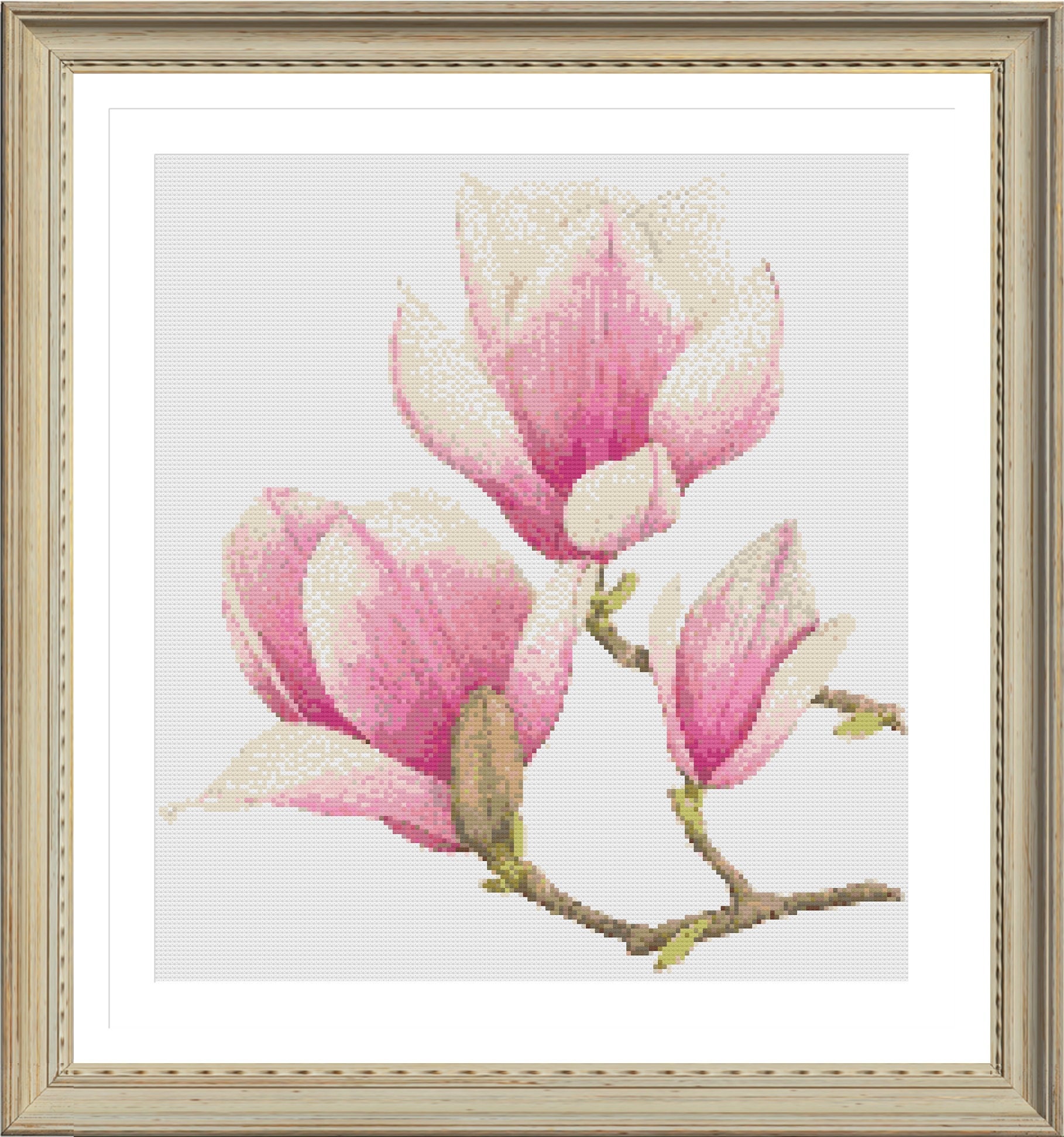 Magnolia Cross Stitch Pattern Blossom Magnolia Cross Stitch | Etsy