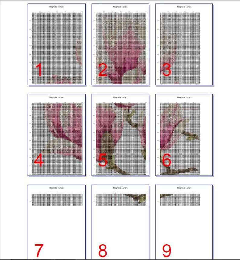 Magnolia Cross Stitch Pattern Blossom Magnolia Cross Stitch | Etsy