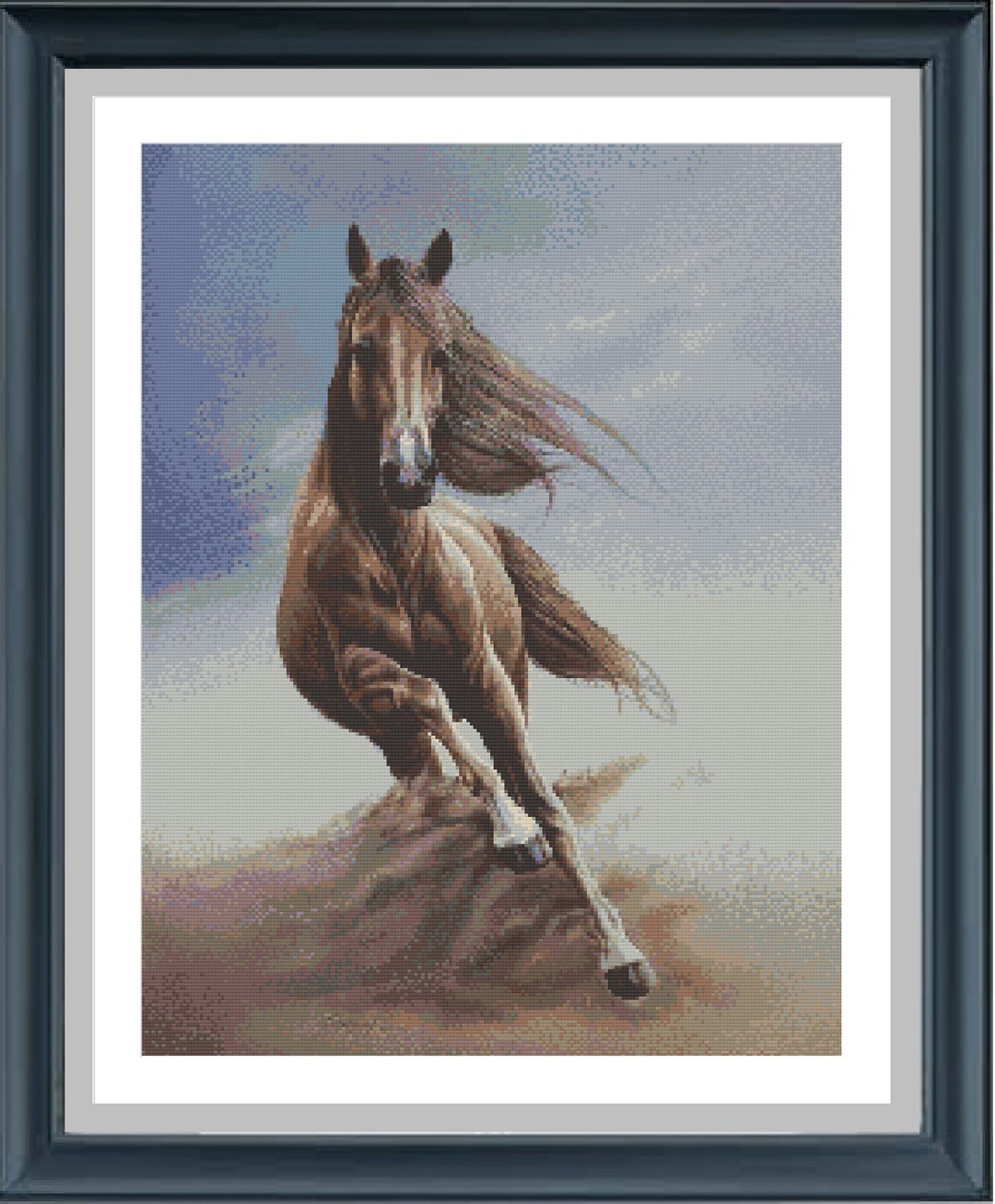 Horse Cross Stitch Pattern, Running Horse Cross Stitch, Brown Horse ...